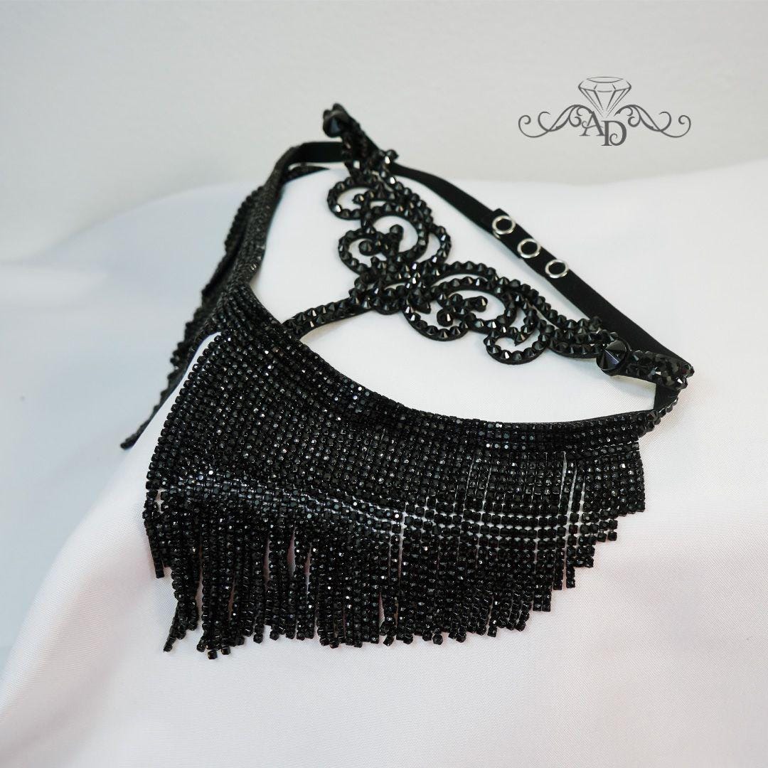 Black Chain Face Mask, Black Girls Mask, Face Chain Jewelry, Arabian ...
