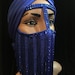 Blue Fringe Face Mask, Blue Girl Mask, Face Chain Jewelry, Arabian Face ...