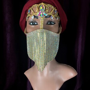 Gold Chain Face Mask, Gold Girls Mask, Face Chain Jewelry, Arabian Face ...