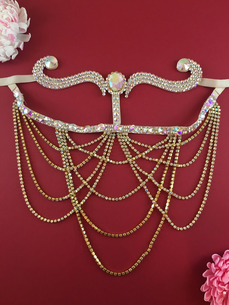 Rhinestone Mask Arabian Hair Jewelry Mask Headband Belly - Etsy