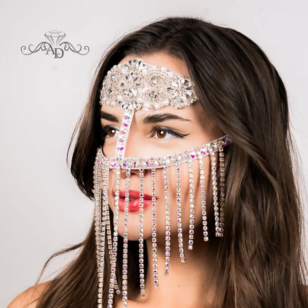 Golden Face Mask, Head Chain Jewelry, Face Chain Jewelry, Burka Face ...