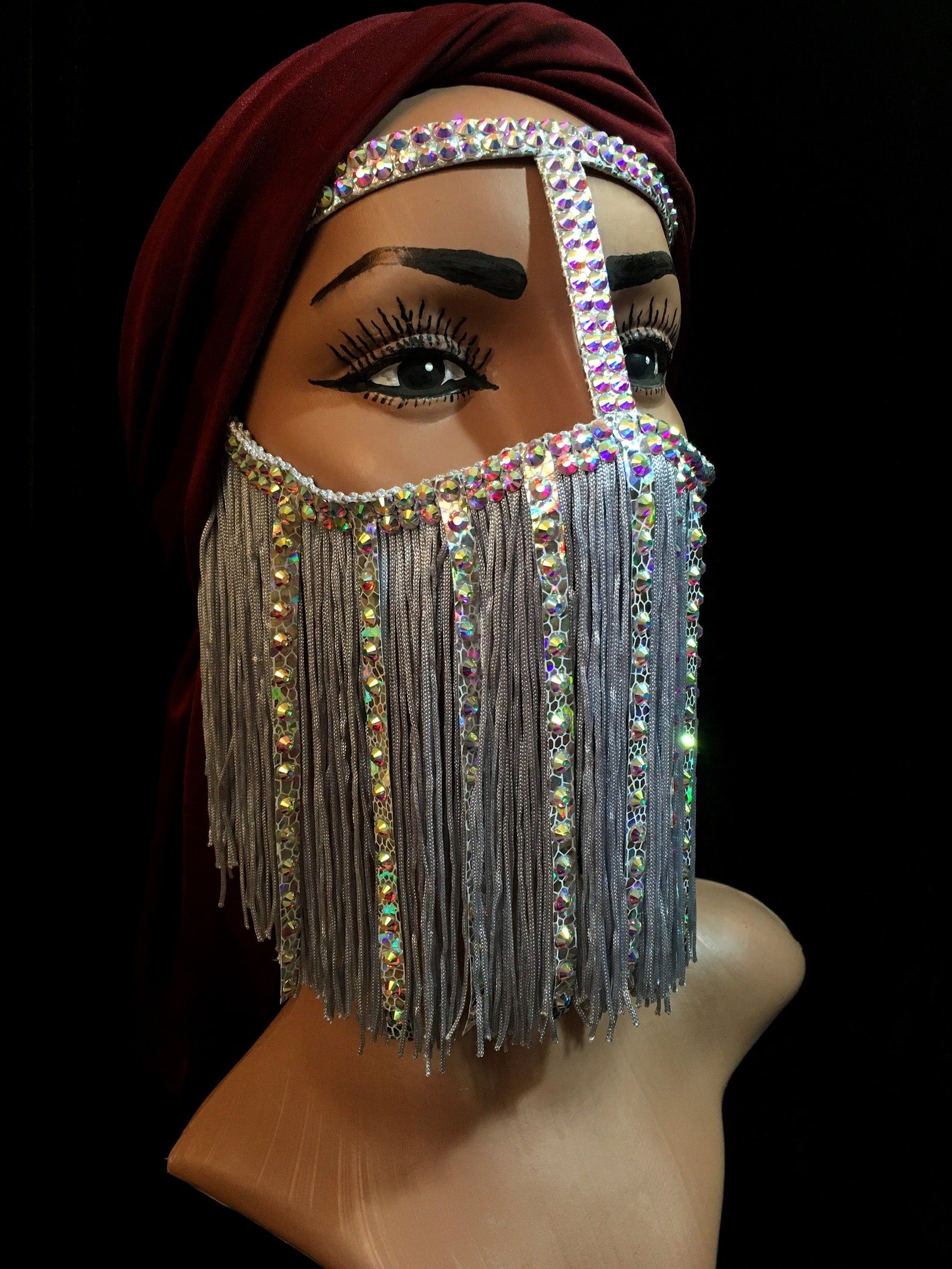 Fringe Face Mask Silver Girls Mask Face Chain Jewelry | Etsy