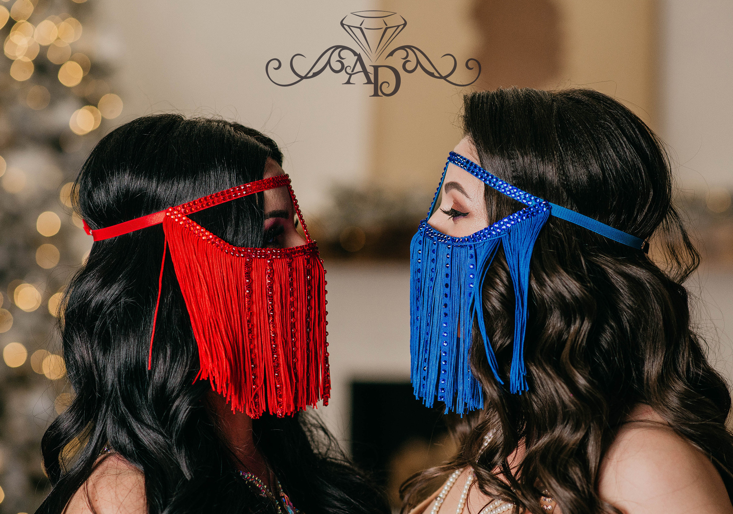 Blue Fringe Face Mask, Blue Girl Mask, Face Chain Jewelry, Arabian Face ...