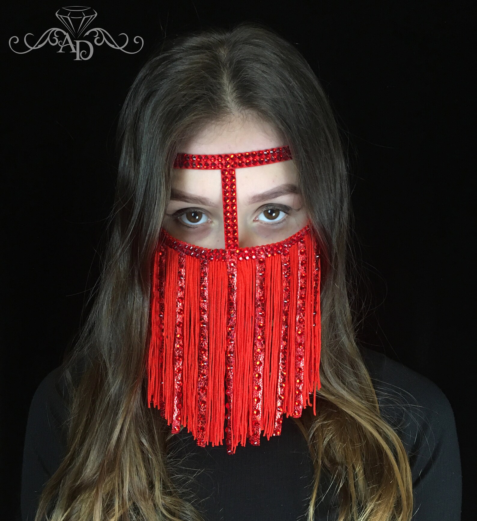Fringe Face Mask Red Girls Mask Face Chain Jewelry Arabian | Etsy
