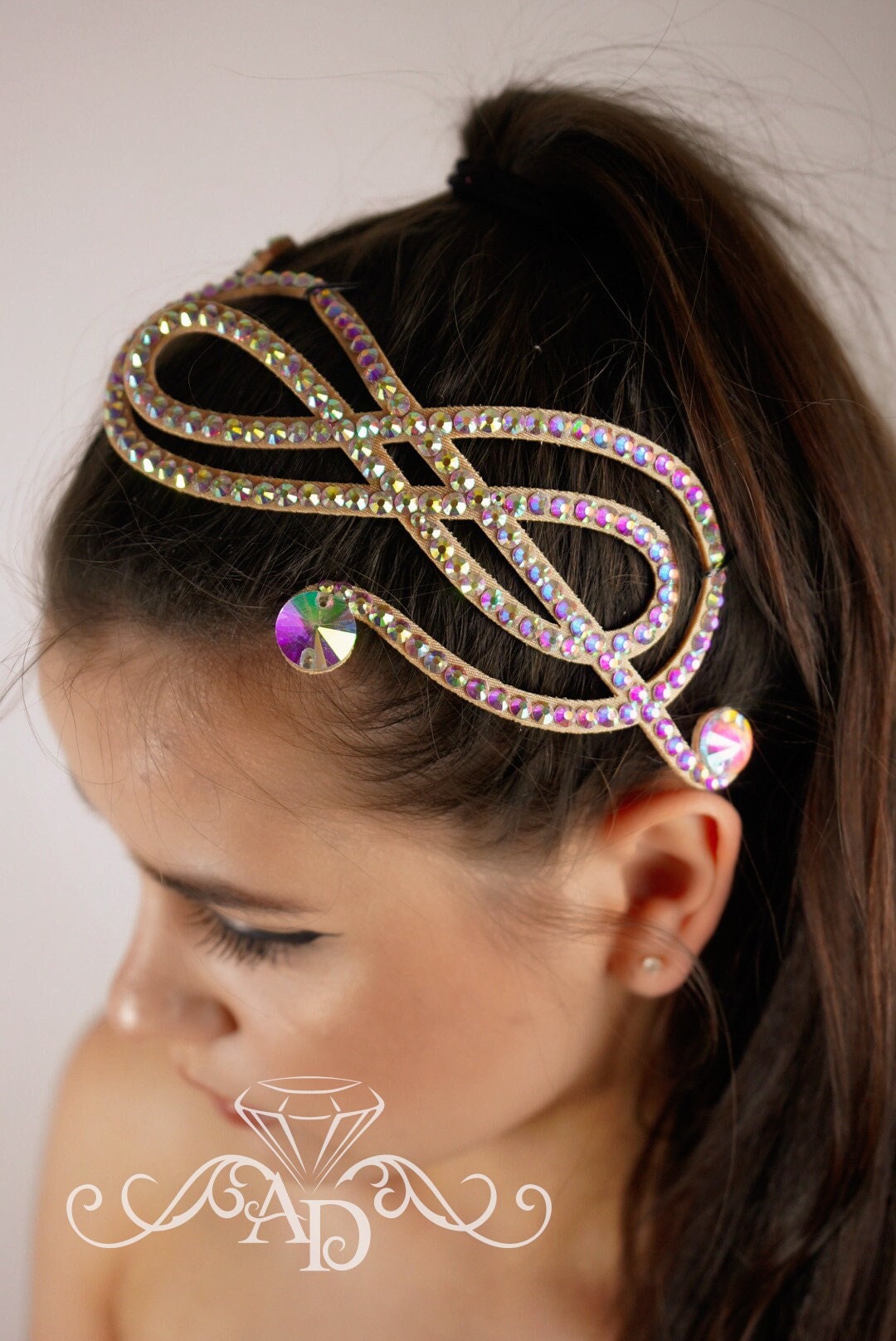 Rhinestone Dance Hair Piece, Ballroom Hair Piece, Dance Headpiece ...