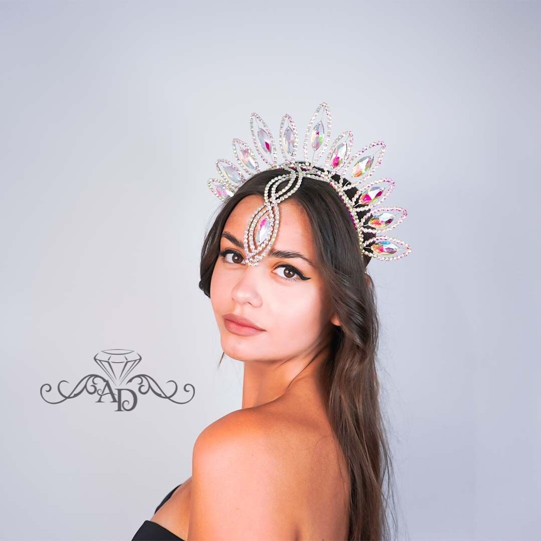 Wire Crystal Crown, Bellydance Headpiece, Ballroom Dance Hair Piece ...