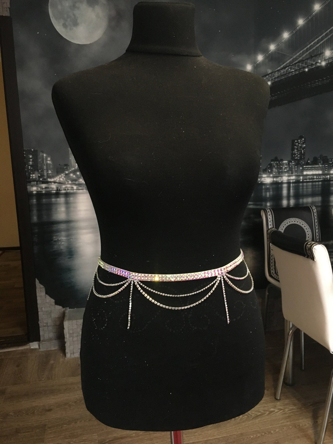 Crystal Belt With Rhinestones Chain Jewelry Chain Ballroom - Etsy