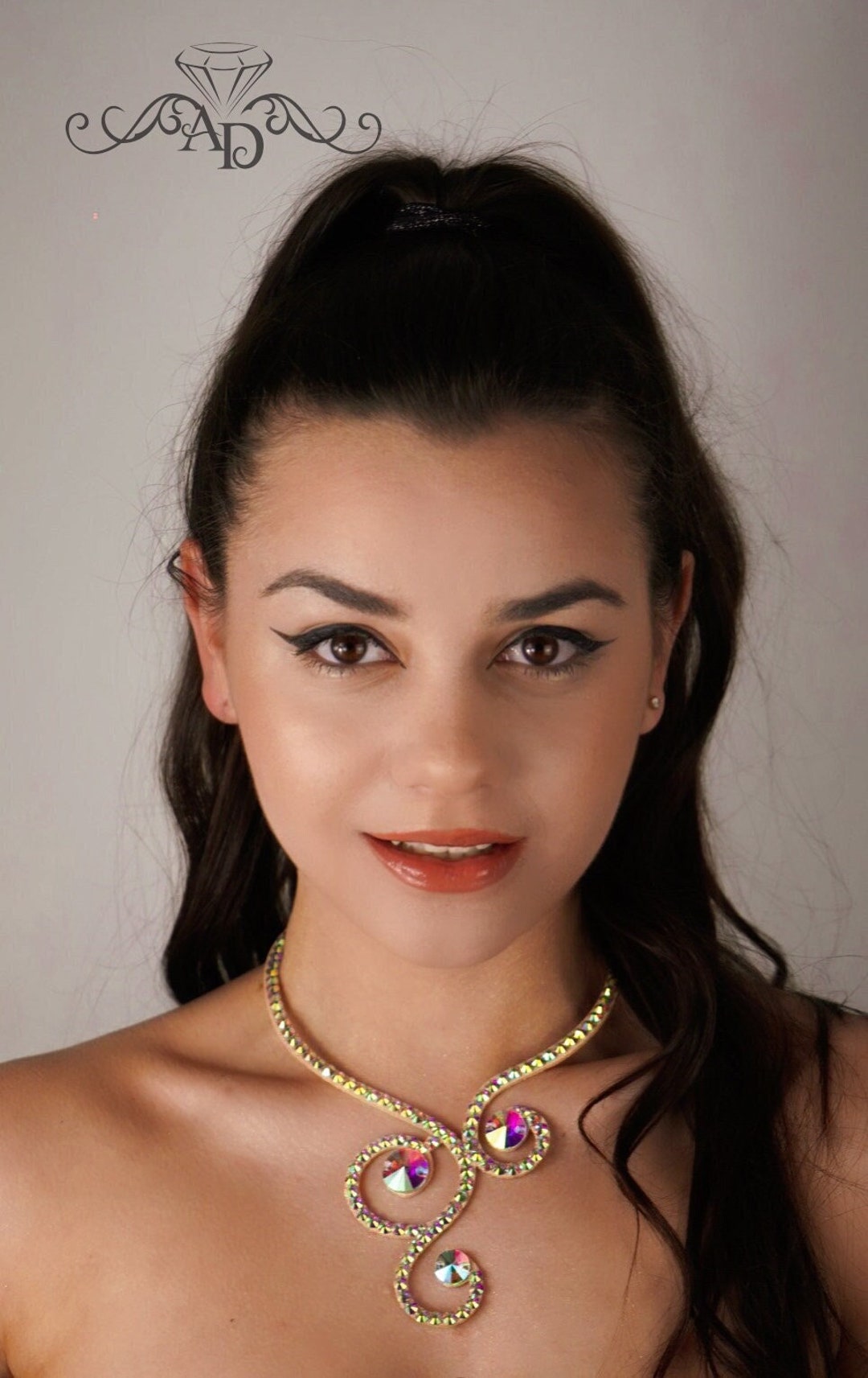 Rhinestones Dance Necklace by Amalia Design, Ballroom Necklace, Belly ...