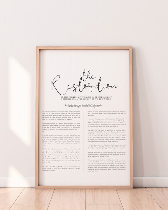LDS Poster the Restoration of the Fulness of the Gospel of | Etsy
