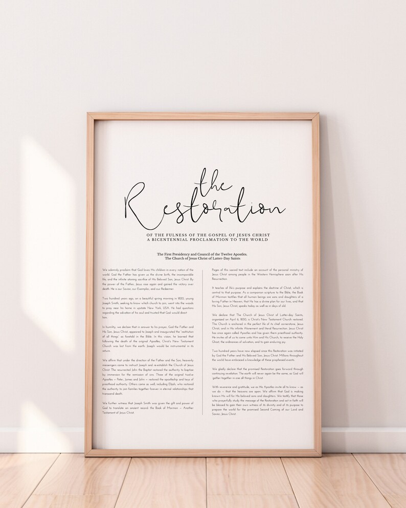 LDS Poster the Restoration of the Fulness of the Gospel of - Etsy