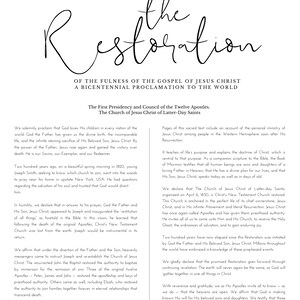 LDS Poster the Restoration of the Fulness of the Gospel of - Etsy