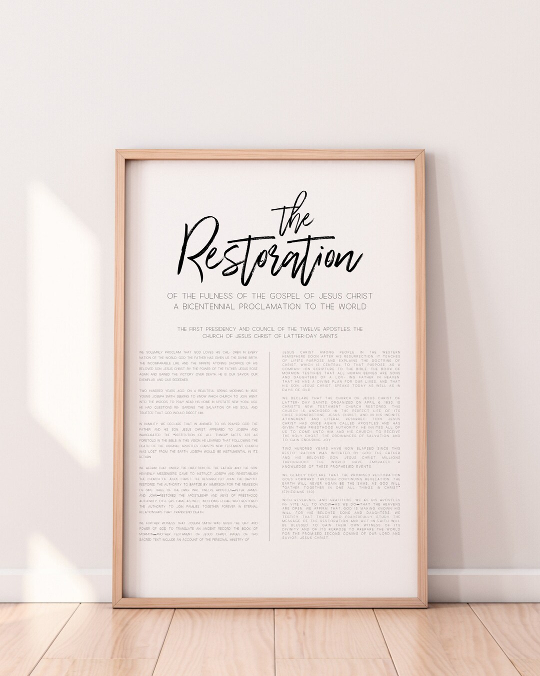 LDS Poster new the Restoration of the Fulness of the Gospel of Jesus ...