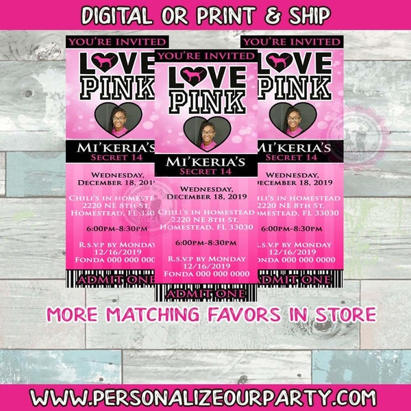 Victoria Secret Pink Party Invitations - Etsy