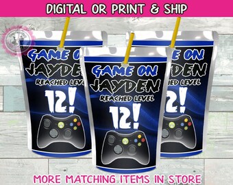 Game on Juice Pouch Labels Juice Labels Gamer Party - Etsy