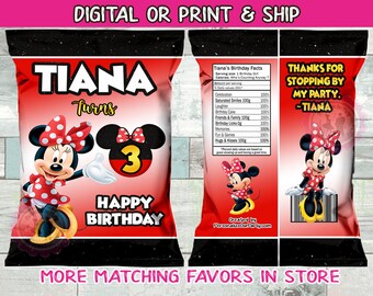 Minnie Mouse Birthday Chip Bags/wrappers-minnie Mouse Party-red Minnie ...