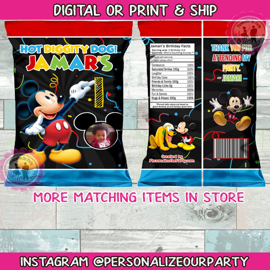 Mickey Mouse Chip Bag-digital-printed-mickey Mouse Party Favors-mickey ...