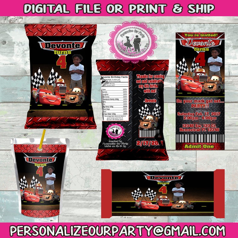 Cars Chocolate Candy Bar Wrapper-digital-printed-hershey's | Etsy