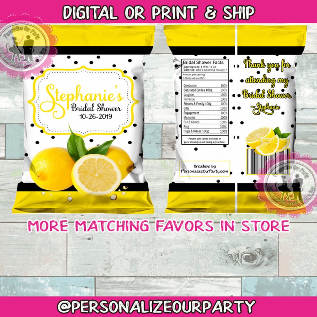 Lemon Bridal Shower Chip Bag/wrapper-lemon Party Favors-lemon Birthday ...