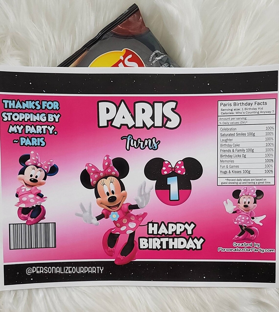 Minnie Mouse Birthday Chip Bags/wrappers-minnie Mouse - Etsy