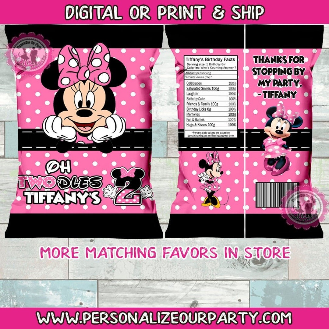 Minnie Mouse Birthday Chip Bags/wrappers-minnie Mouse - Etsy