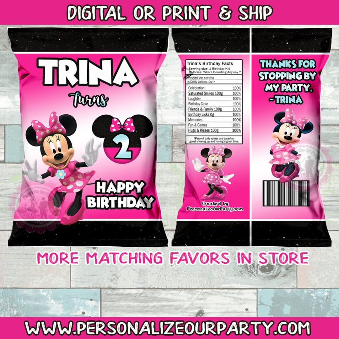 Minnie Mouse Birthday Chip Bags/wrappers-minnie Mouse Party-red Minnie ...