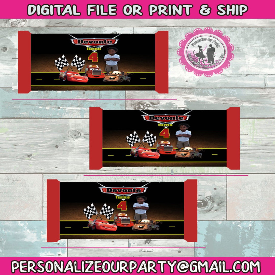 Cars Chocolate Candy Bar Wrapper-digital-printed-race Car Candy Bar ...