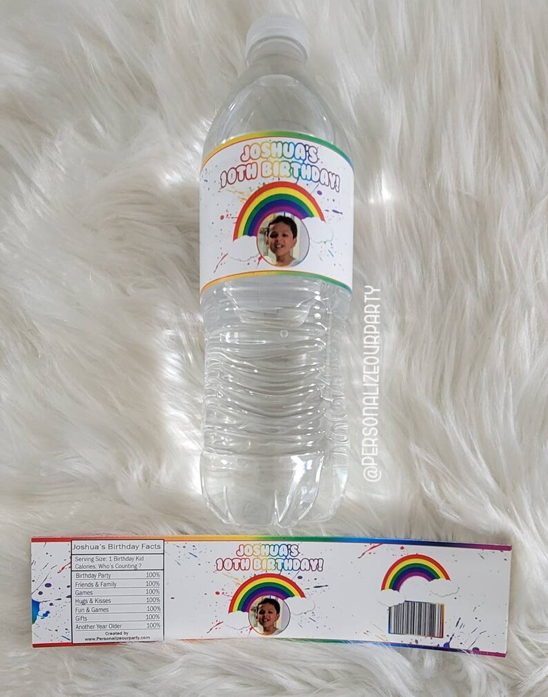 Rainbow Water Bottle Wrappers-rainbow Party Favors-rainbow | Etsy