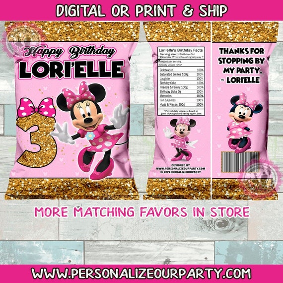 Minnie Mouse Birthday Chip Bags/wrappers-minnie Mouse | Etsy