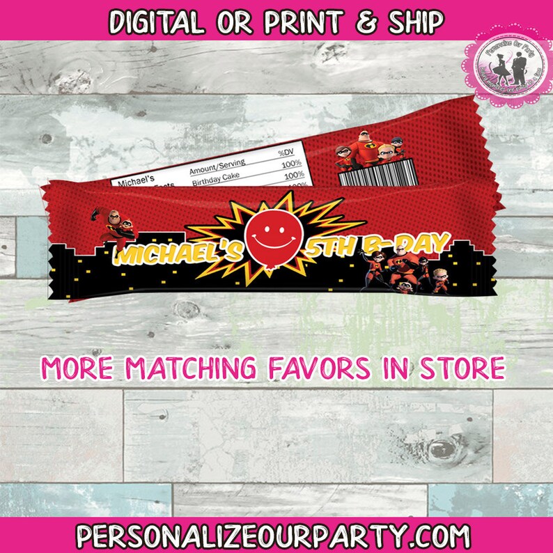 Incredibles 2 Fruit Snacks Wrapper Super Hero Party Etsy