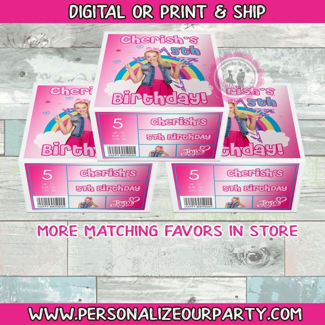 Jojo Siwa Inspired Gift Box Party Favors-custom Shoe Box Favors-digital ...