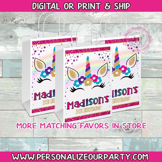 Rainbow Unicorn Gift Bag/labels-unicorn Party Favors-unicorn | Etsy