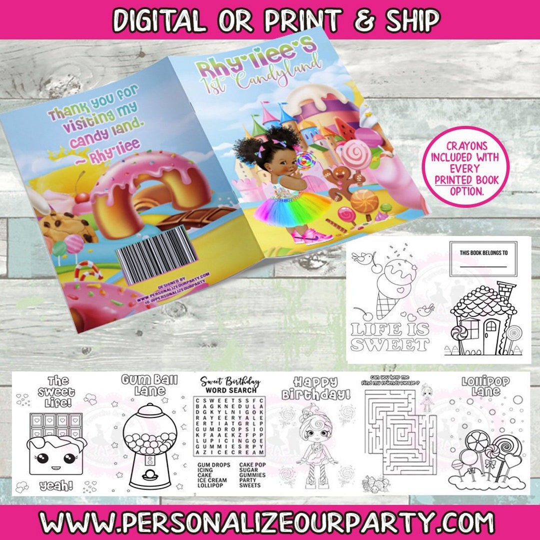 Candy Land Coloring Book Candy Girl-coloring Book Party - Etsy