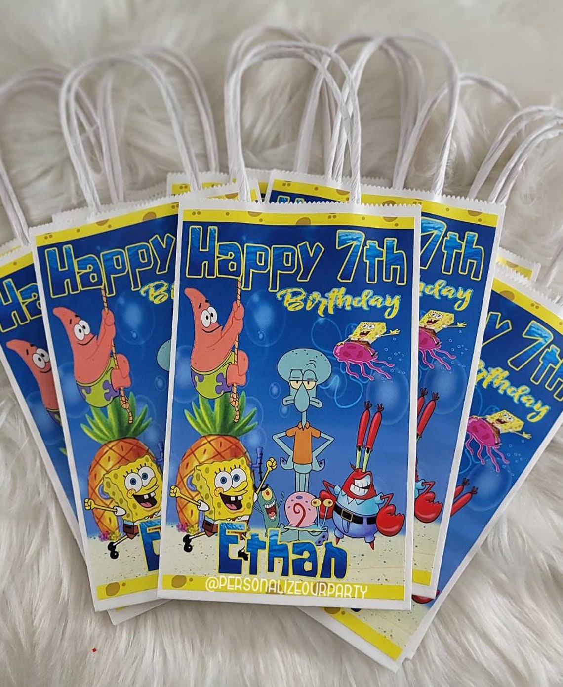 Spongebob party gift bags/labels-digital-printed-spongebob | Etsy