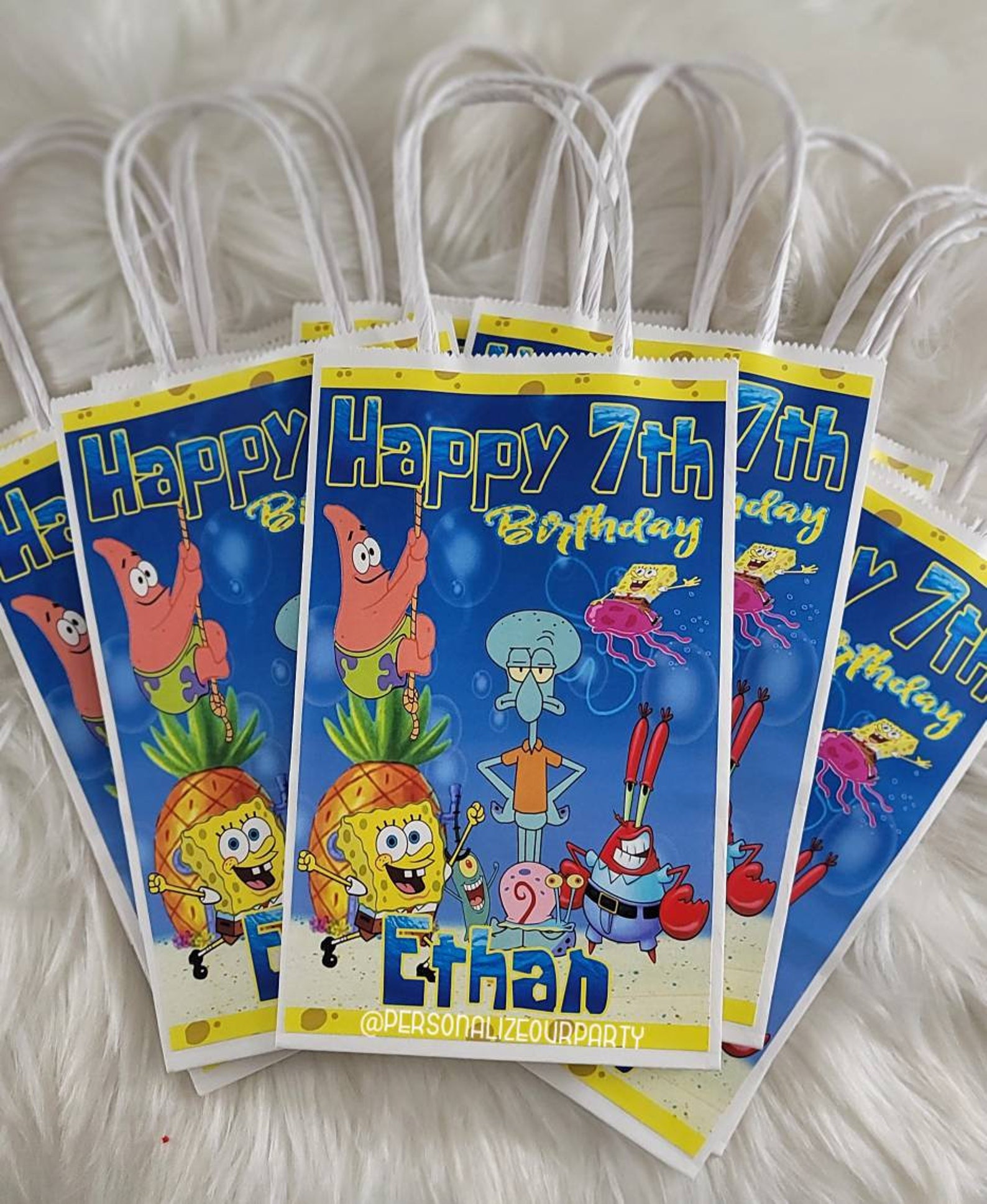 Spongebob party gift bags/labels-digital-printed-spongebob | Etsy