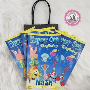 Spongebob Party Gift Bags/labels-digital-printed-spongebob Party Bags ...