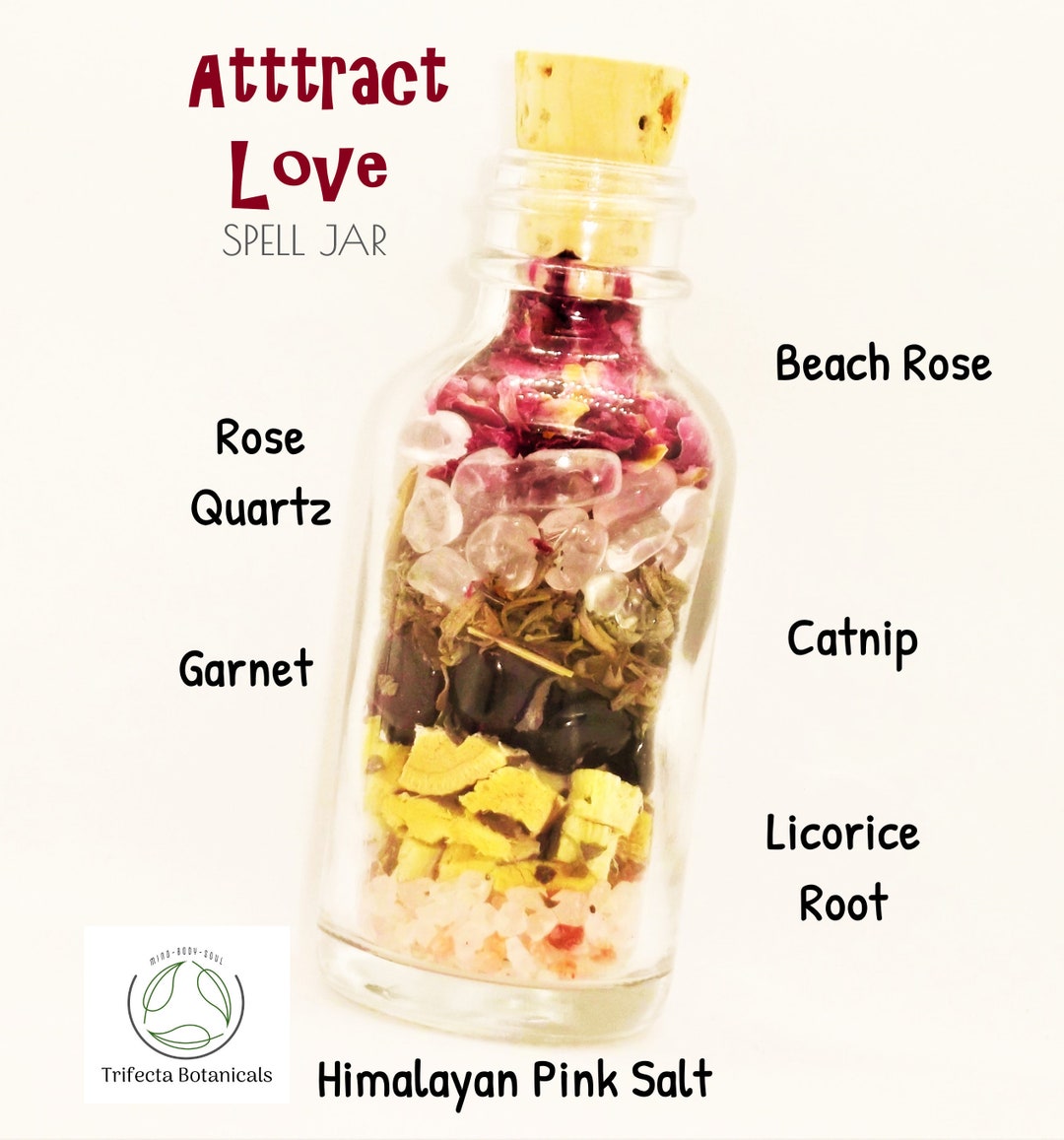 Buy ATTRACT LOVE Spell Jar of Crystals Herbs Salts // Full Moon and New ...
