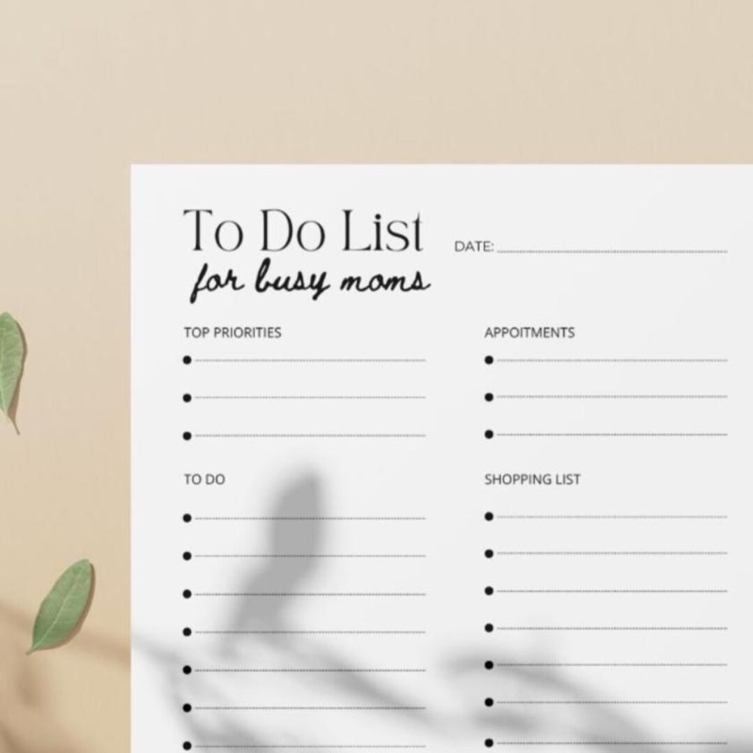 To-do List for Busy Moms Printable | Daily Planner for Moms | Task ...