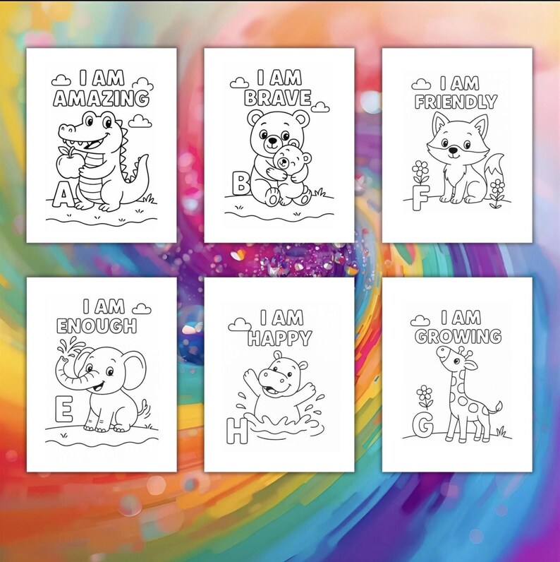 Alphabet Affirmation Coloring Pages for Kids | A–Z Animals With ...