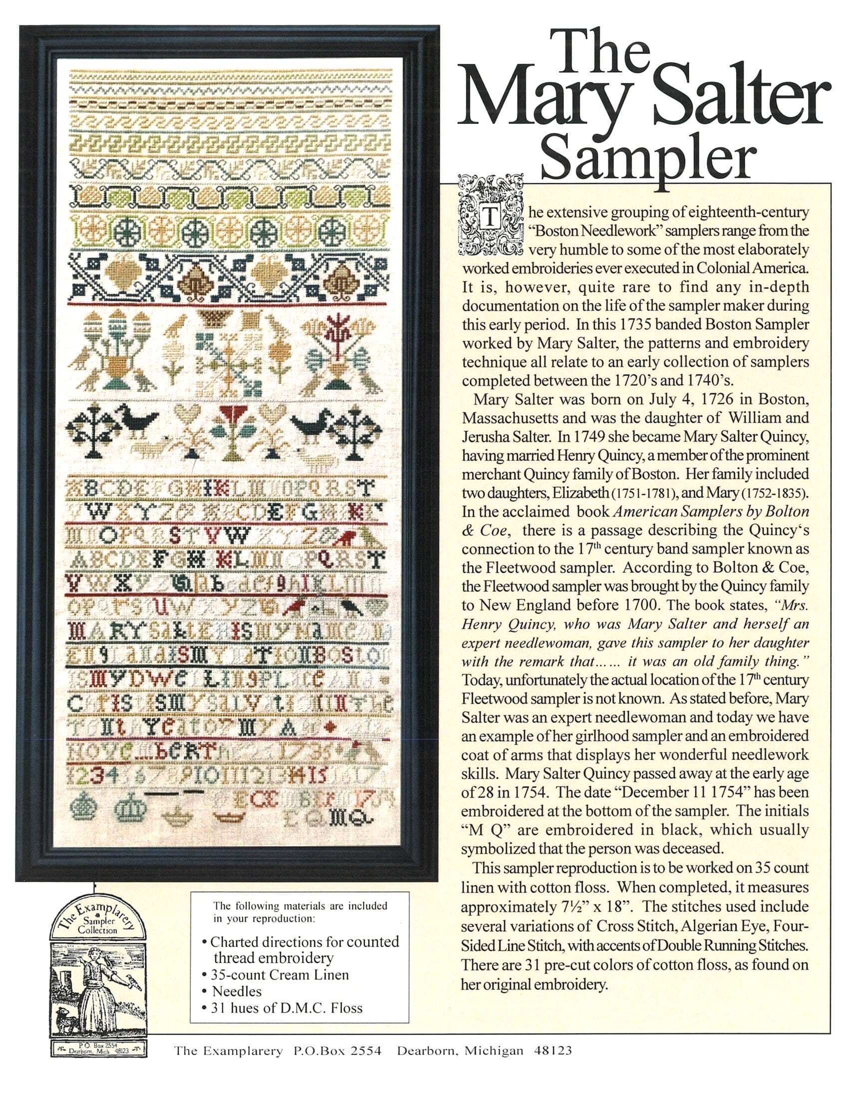 The Mary Salter Sampler - Etsy