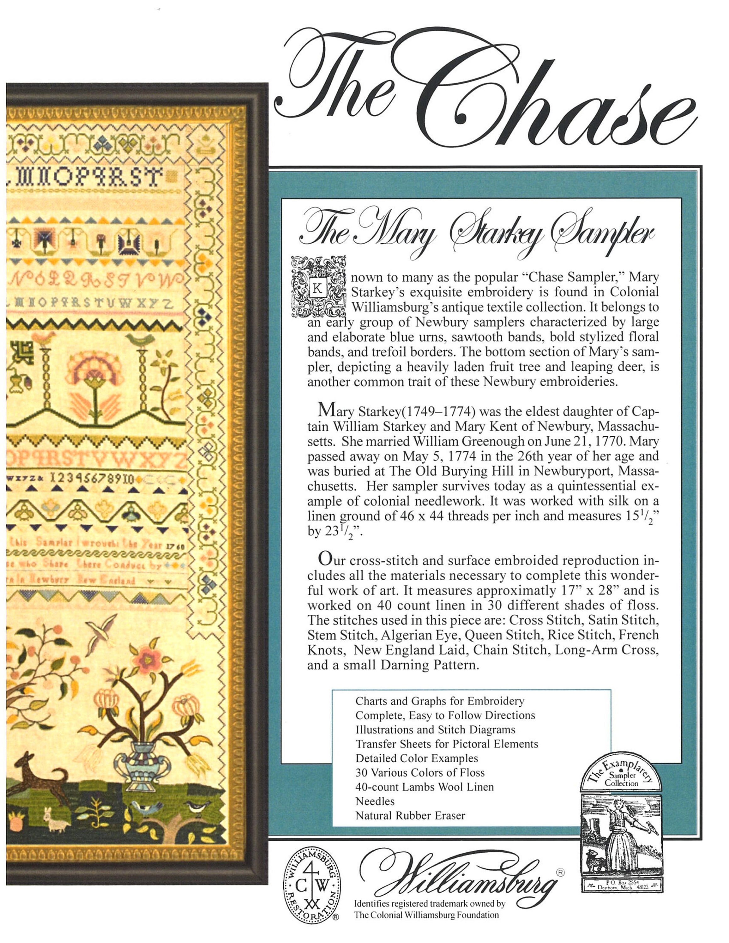 The Chase Sampler mary Starkey Sampler - Etsy