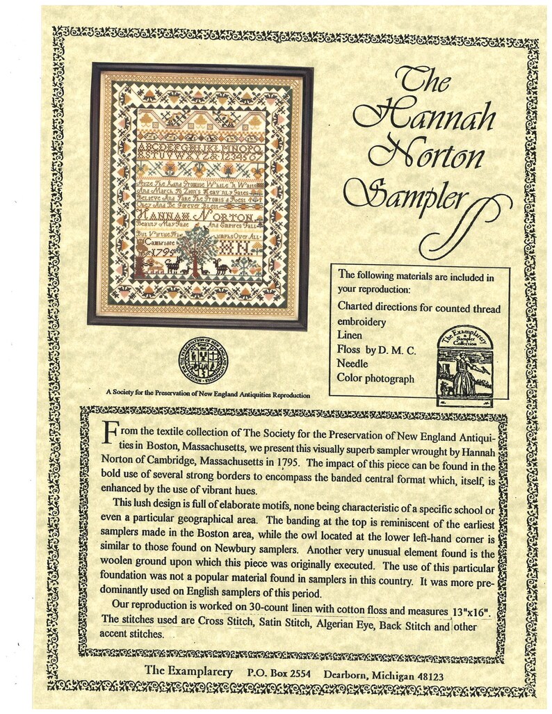 The Hannah Norton Sampler - Etsy