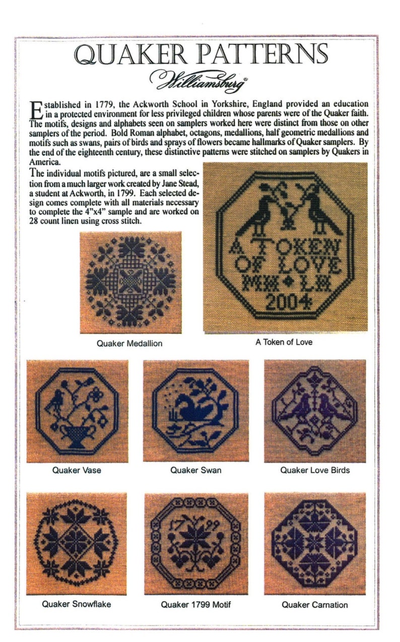 Quaker Patterns - Etsy