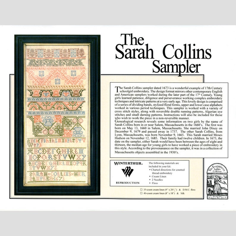 The Sarah Collins Sampler - Etsy