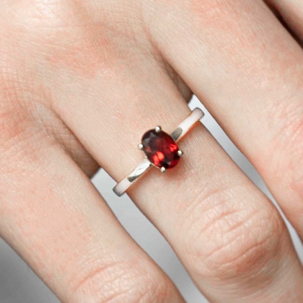 Garnet Silver Ring - Etsy