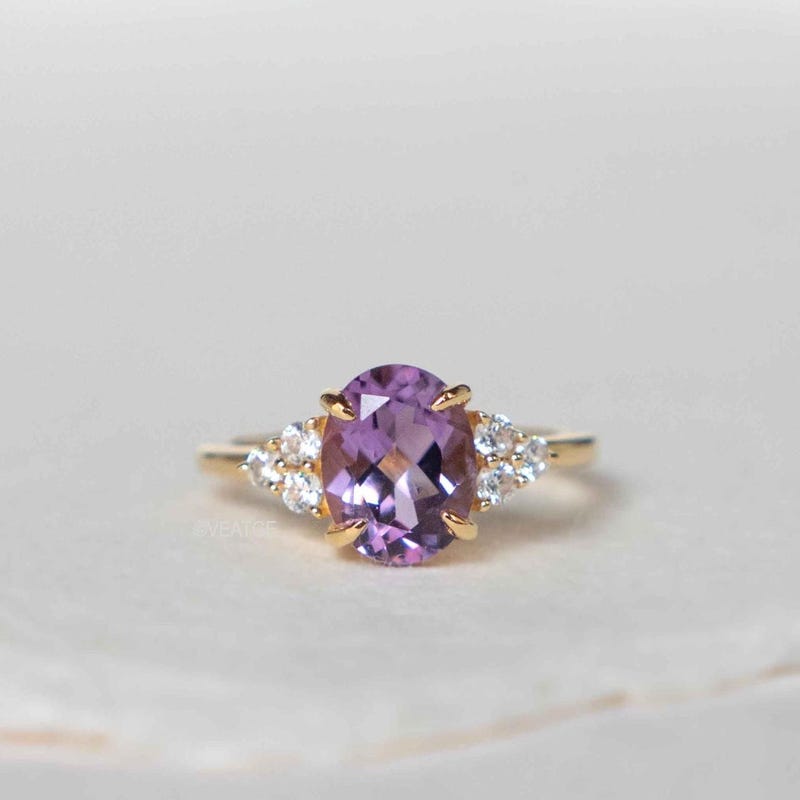 Amethyst Ring Genuine Gold - Etsy