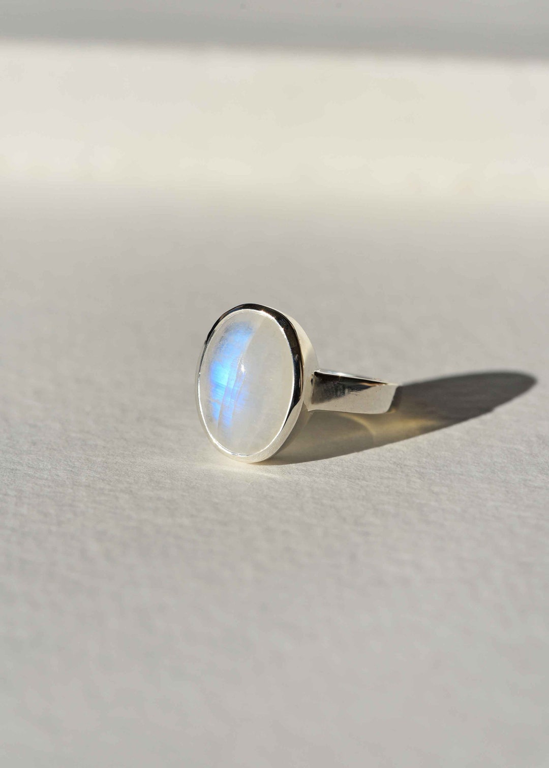 Moonstone Ring, Large Gemstone Oval Statement Ring in Sterling Silver ...