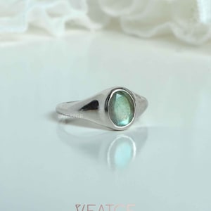 Labradorite Signet Ring Sterling Silver, Unisex Ring, Promise Ring ...