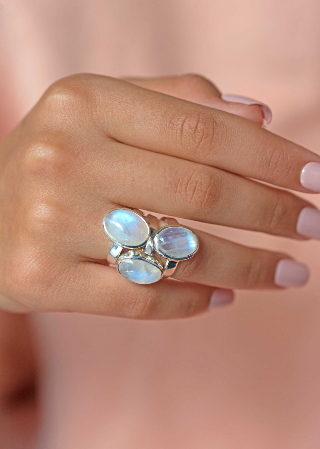 Moonstone Ring Large Gemstone Oval Statement Ring in Sterling - Etsy