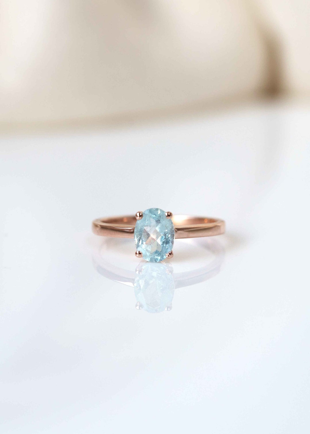 Natural Aquamarine Ring Rose Gold, March Birthstone, LAST CHANCE - Etsy