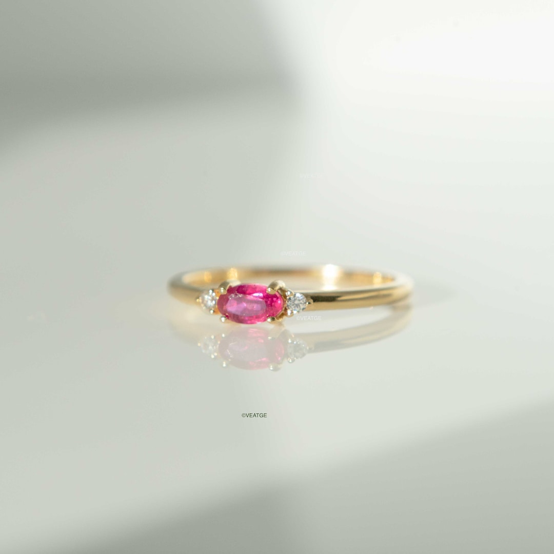 Natural Ruby Ring, Dainty Ruby Ring Gold Vermeil, Minimalist Red Ruby ...